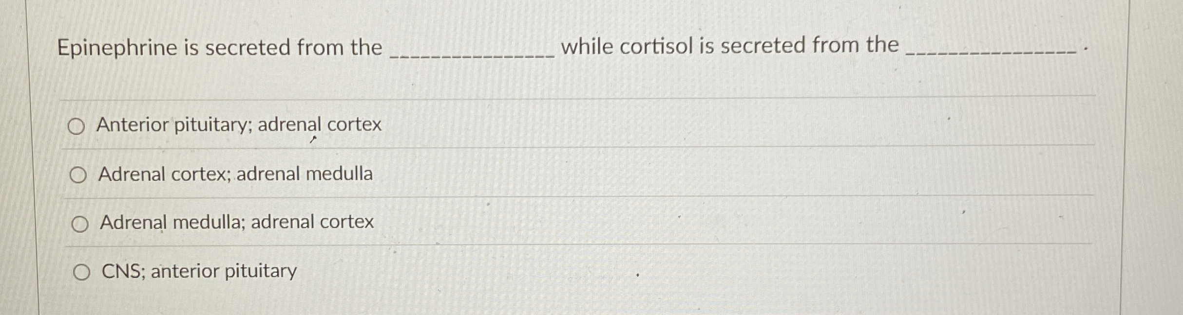 Solved Epinephrine is secreted from thewhile cortisol is | Chegg.com
