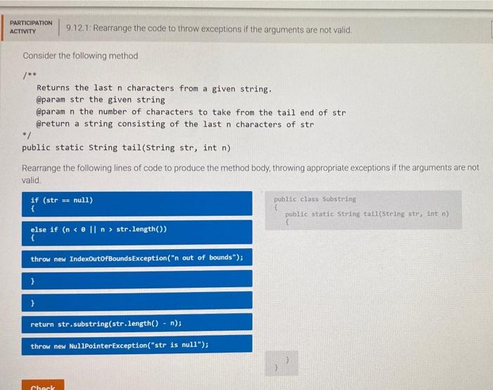 Solved PARTICIPATION ACTIVITY 9.12.1 Rearrange the code to | Chegg.com