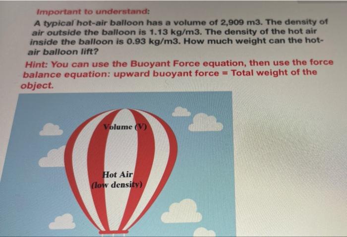 Solved Important to understand: A typical hot-air balloon | Chegg.com