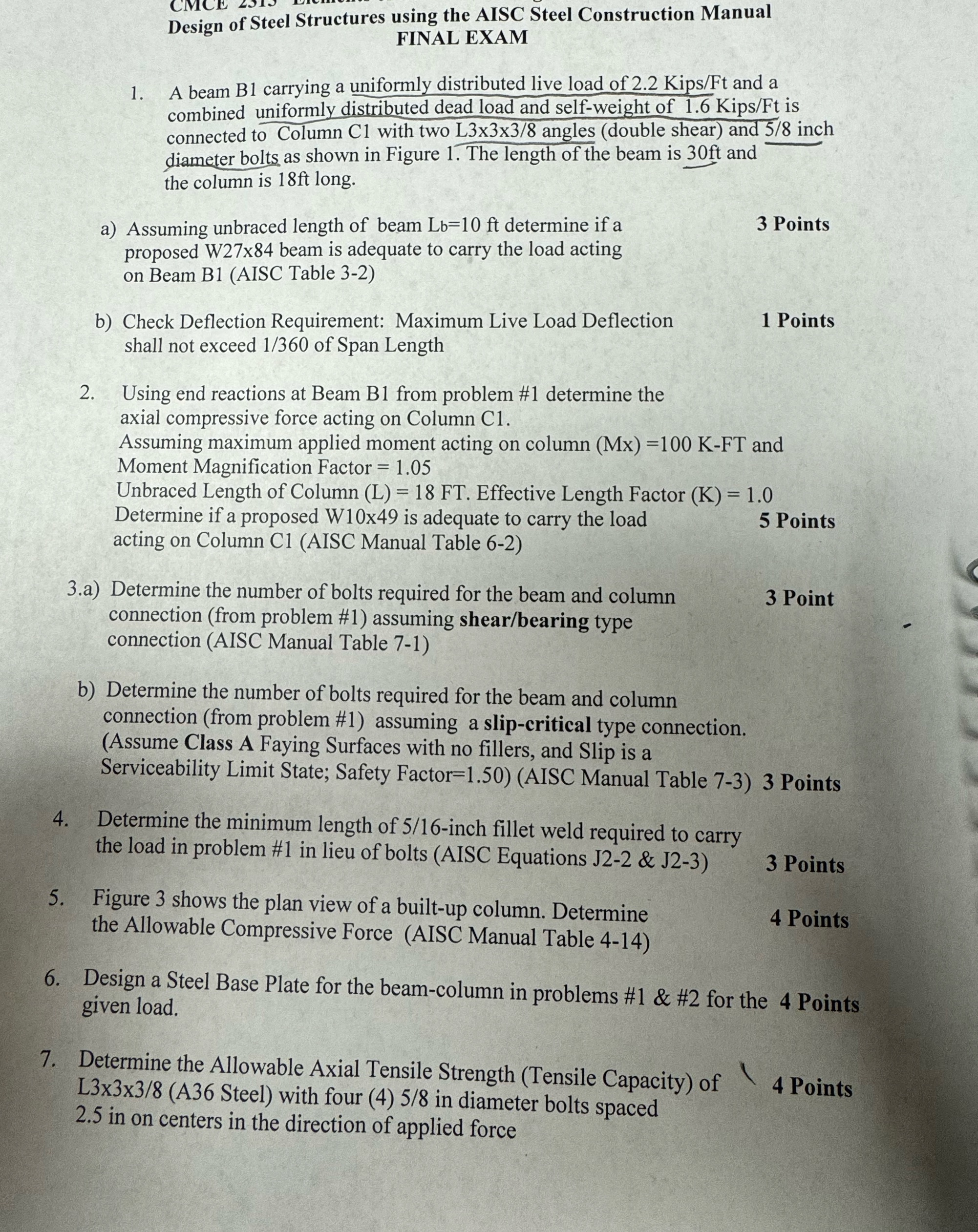 Design of Steel Structures using the AISC Steel | Chegg.com