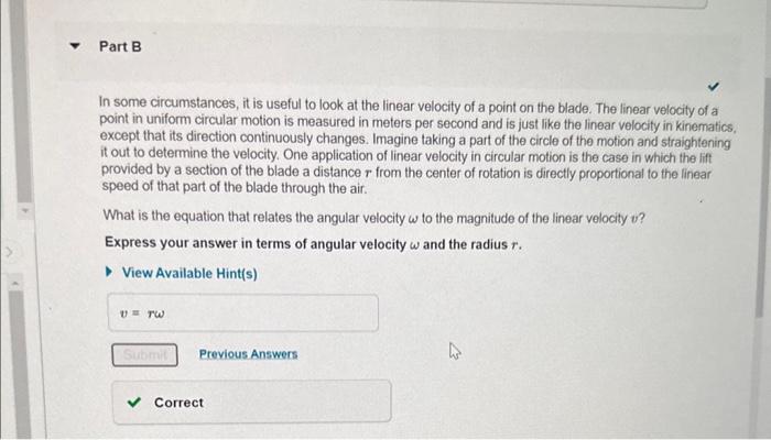 Solved Many problems involve only linear velocities, which | Chegg.com