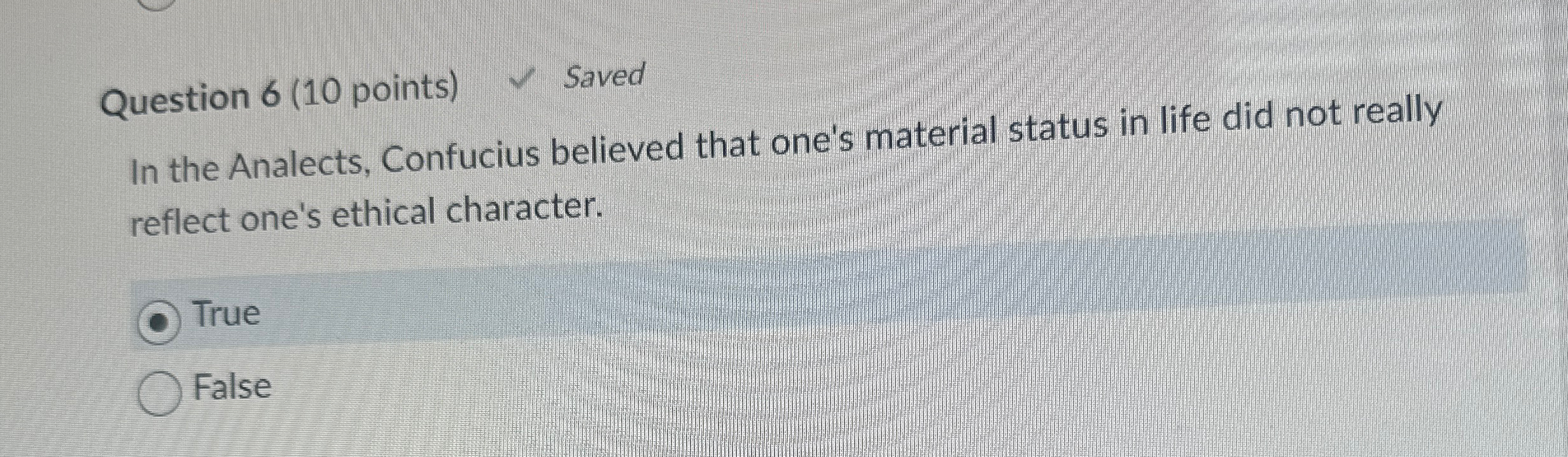 Solved Question 6 (10 ﻿points) ﻿SavedIn the Analects, | Chegg.com