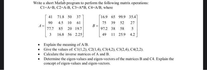 Solved Write A Short Matlab Program To Perform The Following 3996