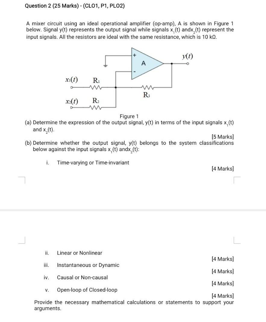 Solved Question 2 (25 Marks) - (CLO1, P1, PLO2) A mixer | Chegg.com Solved Question 2 (25 Marks) - (CLO1, P1, PLO2) A mixer | Chegg.com
