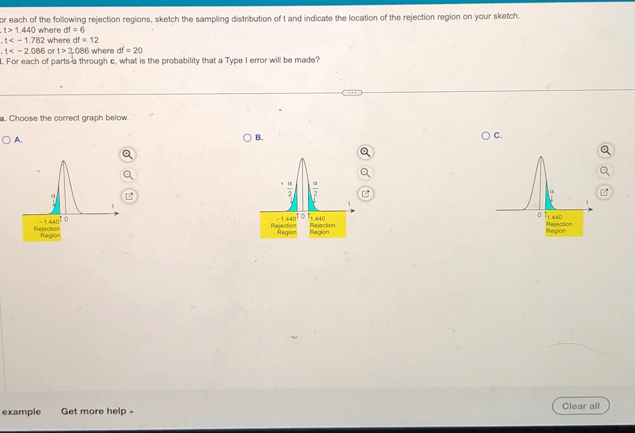 Solved or each of the following rejection regions, sketch | Chegg.com