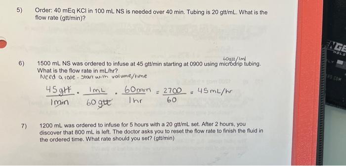 Solved 5) Order: 40 mEq KCI in 100 mL NS is needed over 40 | Chegg.com