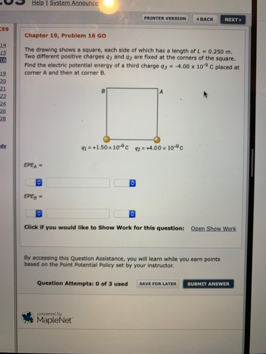 Solved Help System Announce PRINTER VERSION « BACK NEXT CES | Chegg.com