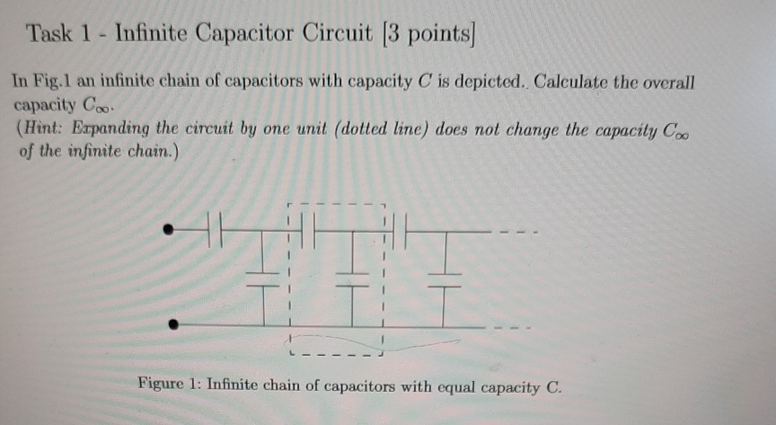 Solved Task 1 - Infinite Capacitor Circuit (3 points] In | Chegg.com