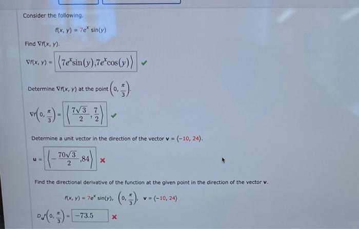 Solved Consider the following. f(x, y) = 7e* sin(y) Find | Chegg.com