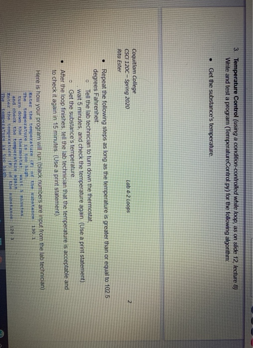 3. Temperature Control (using a condition-controlled | Chegg.com
