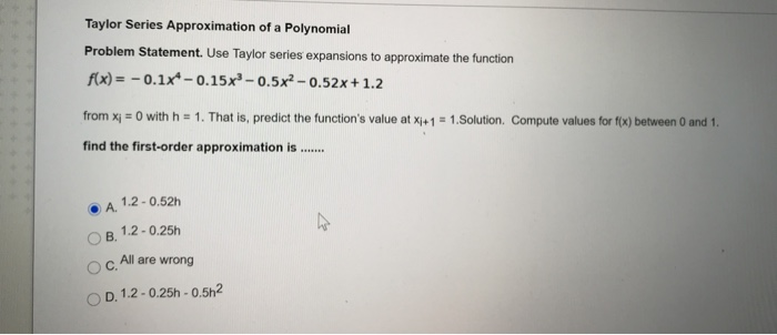 Solved Taylor Series Approximation of a Polynomial Problem | Chegg.com