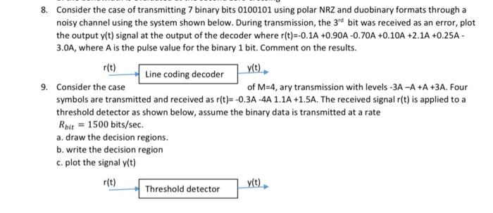 Solved 8. Consider the case of transmitting 7 binary bits | Chegg.com