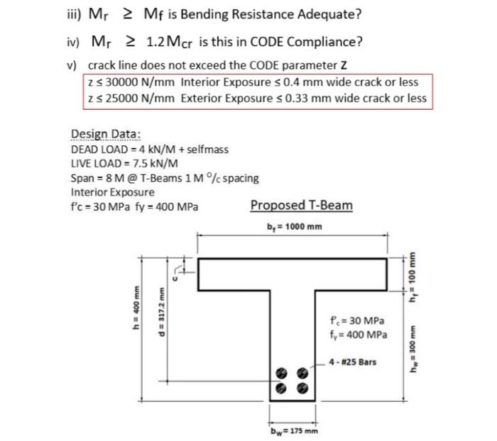 Solved iii) Mr > Mf is Bending Resistance Adequate? iv) Mr ? | Chegg.com