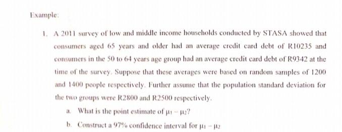 Solved Example 1. A 2011 survey of low and middle income | Chegg.com