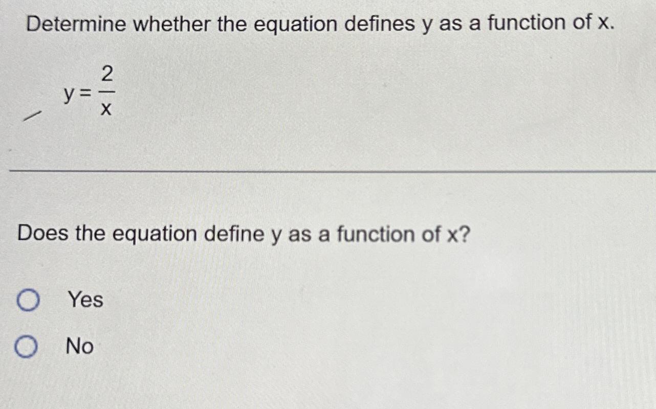 Solved Determine whether the equation defines y as a | Chegg.com Solved Determine whether the equation defines y as a | Chegg.com