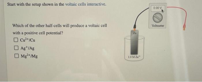 Solved Start with the setup shown in the voltaic cells | Chegg.com