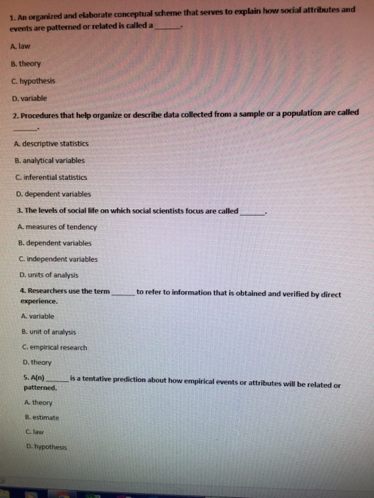 Solved 1. An organized and elaborate conceptual scheme that | Chegg.com