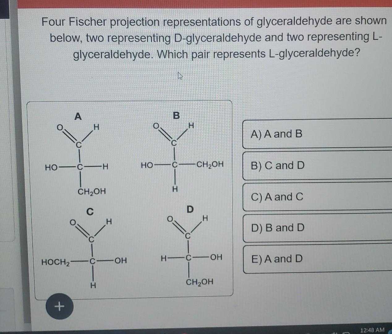 Solved Four Fischer projection representations of | Chegg.com
