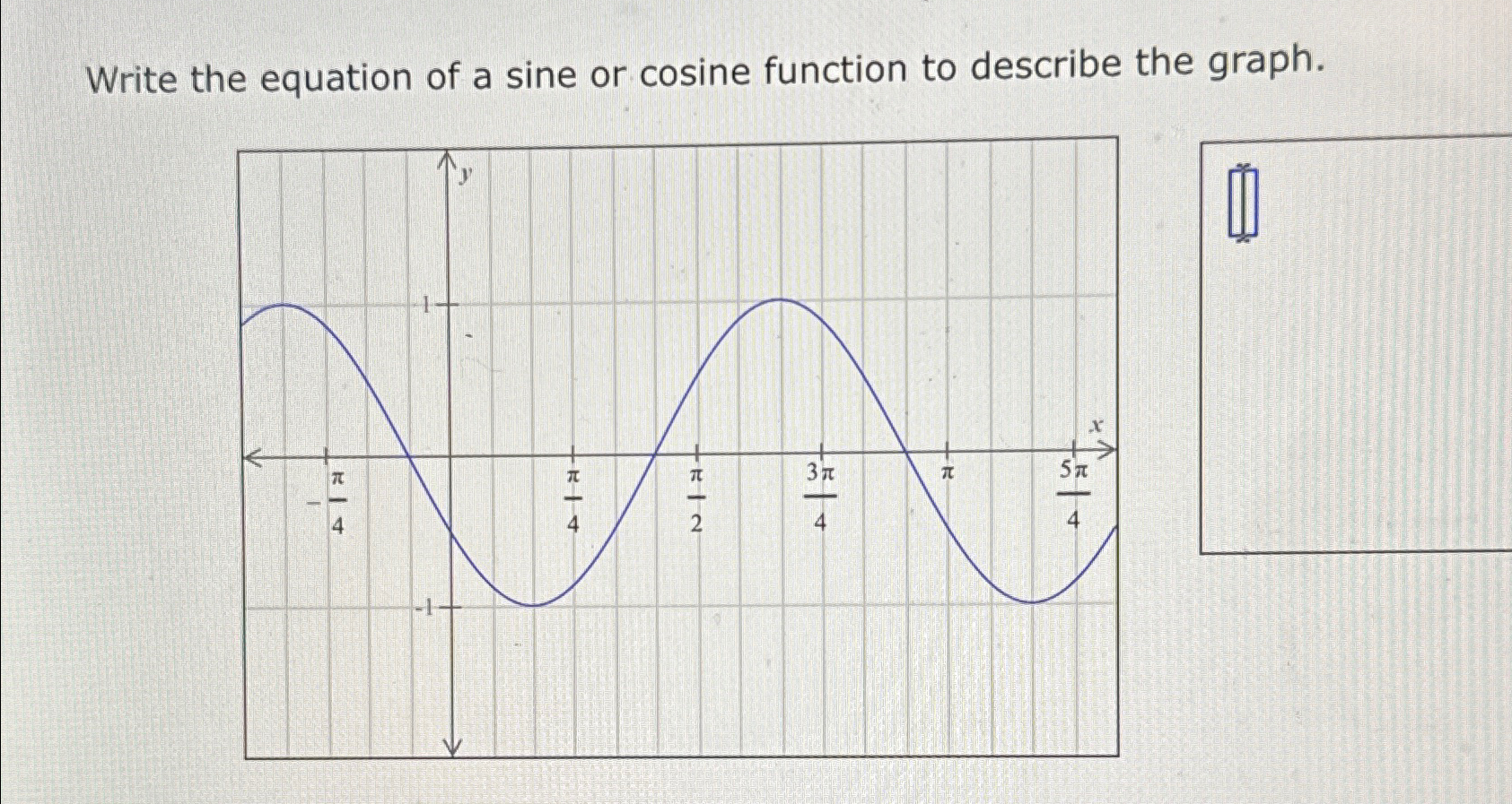 Solved Write the equation of a sine or cosine function to | Chegg.com