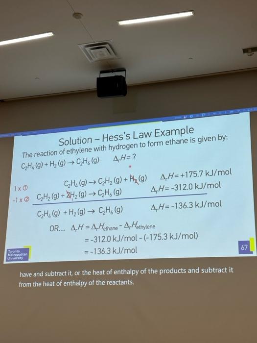 Solution - Hess's Law Example The reaction of | Chegg.com