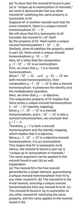 Solved Problem 2. (a) Prove that there exists a monoid M | Chegg.com