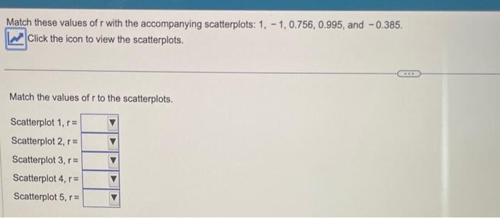 Solved Match these values of r with the accompanying | Chegg.com