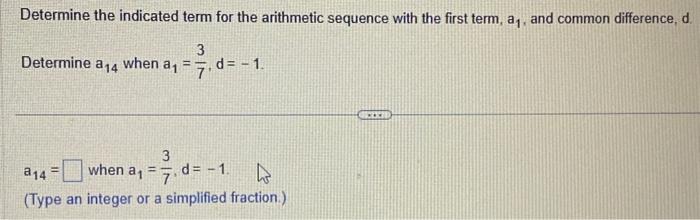 Solved Determine the indicated term for the arithmetic | Chegg.com