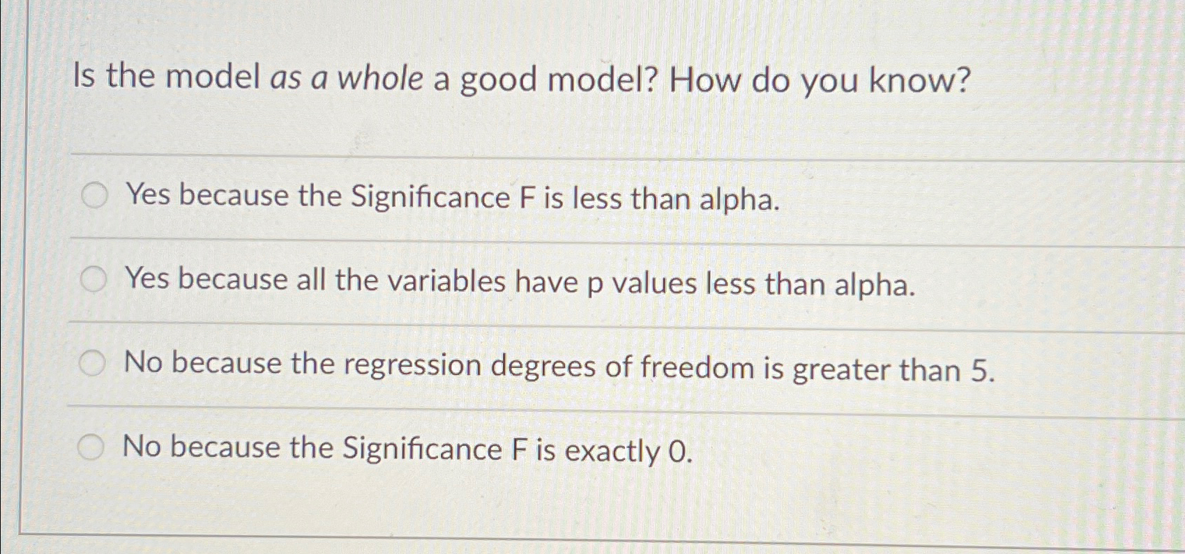 Solved Is the model as a whole a good model? How do you | Chegg.com