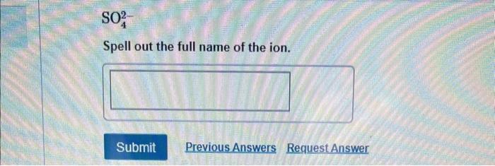 Solved Spell out the full name of the ion. | Chegg.com