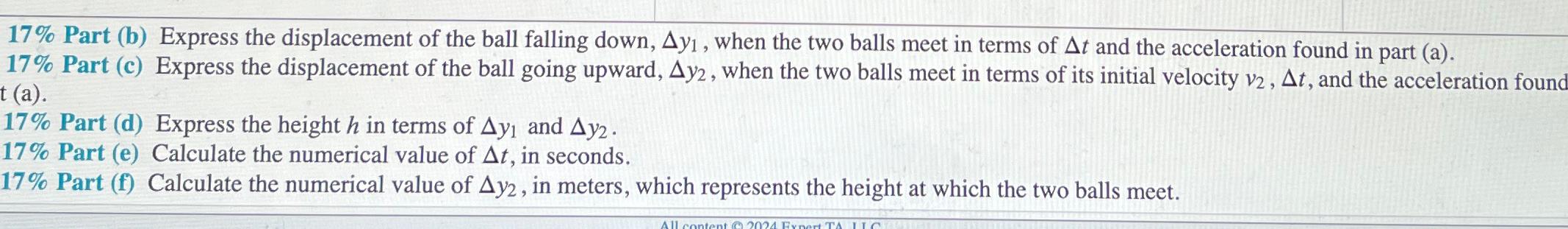 (13%) ﻿Problem 8: One ball is dropped from rest from | Chegg.com