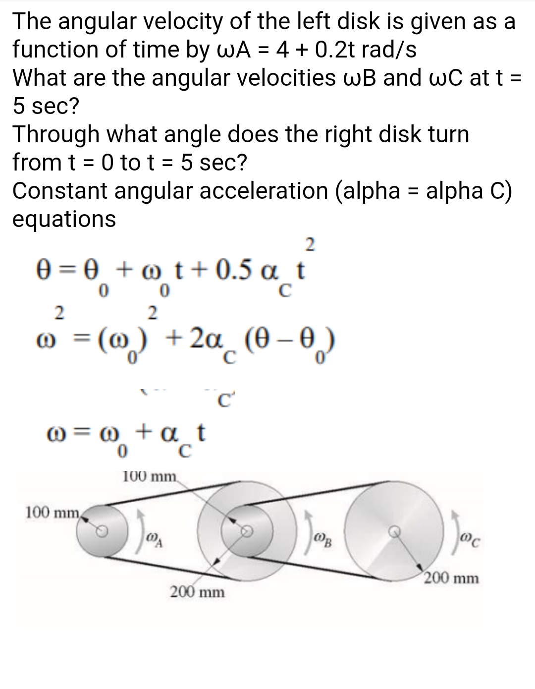 Solved The angular velocity of the left disk is given as a | Chegg.com