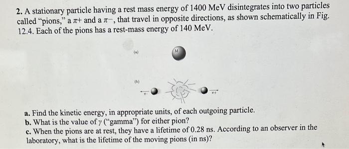 Solved 2. A stationary particle having a rest mass energy of | Chegg.com