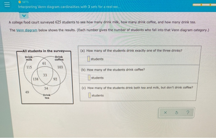 Solved O SETS Interpreting Venn diagram cardinalities with 3 | Chegg.com Solved O SETS Interpreting Venn diagram cardinalities with 3 | Chegg.com