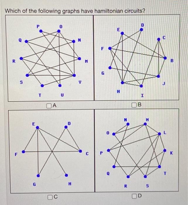 Solved Which of the following graphs have hamiltonian | Chegg.com