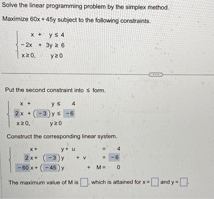 Solved Solve the linear programming problem by the simplex | Chegg.com