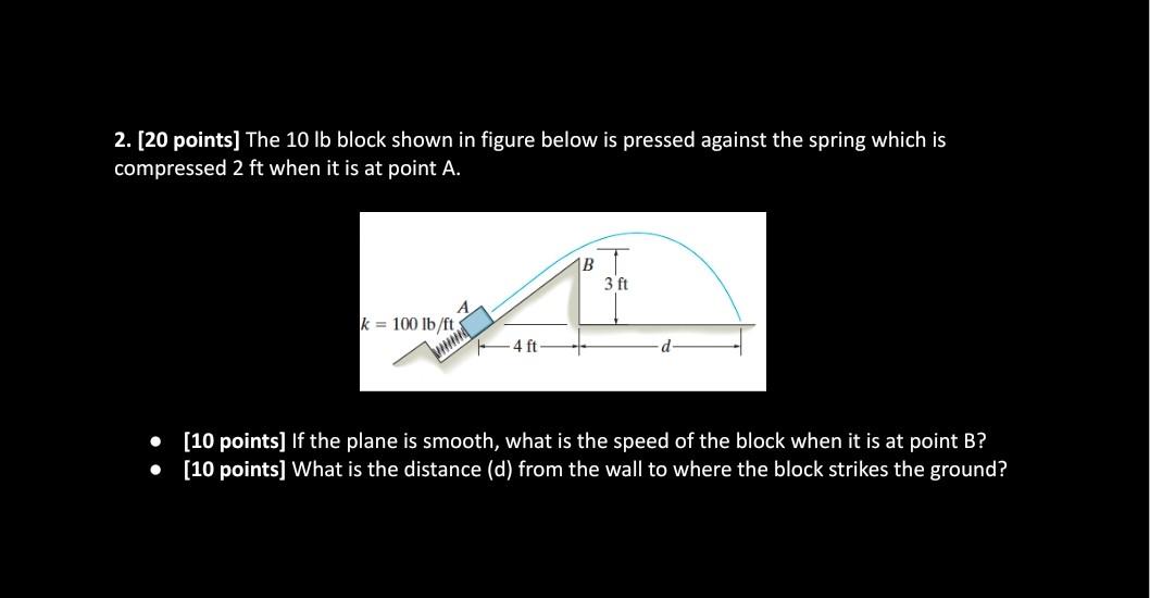 Solved 2. [20 points] The 10lb block shown in figure below | Chegg.com