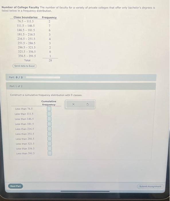Solved Number of College Faculty The number of faculty for a | Chegg.com