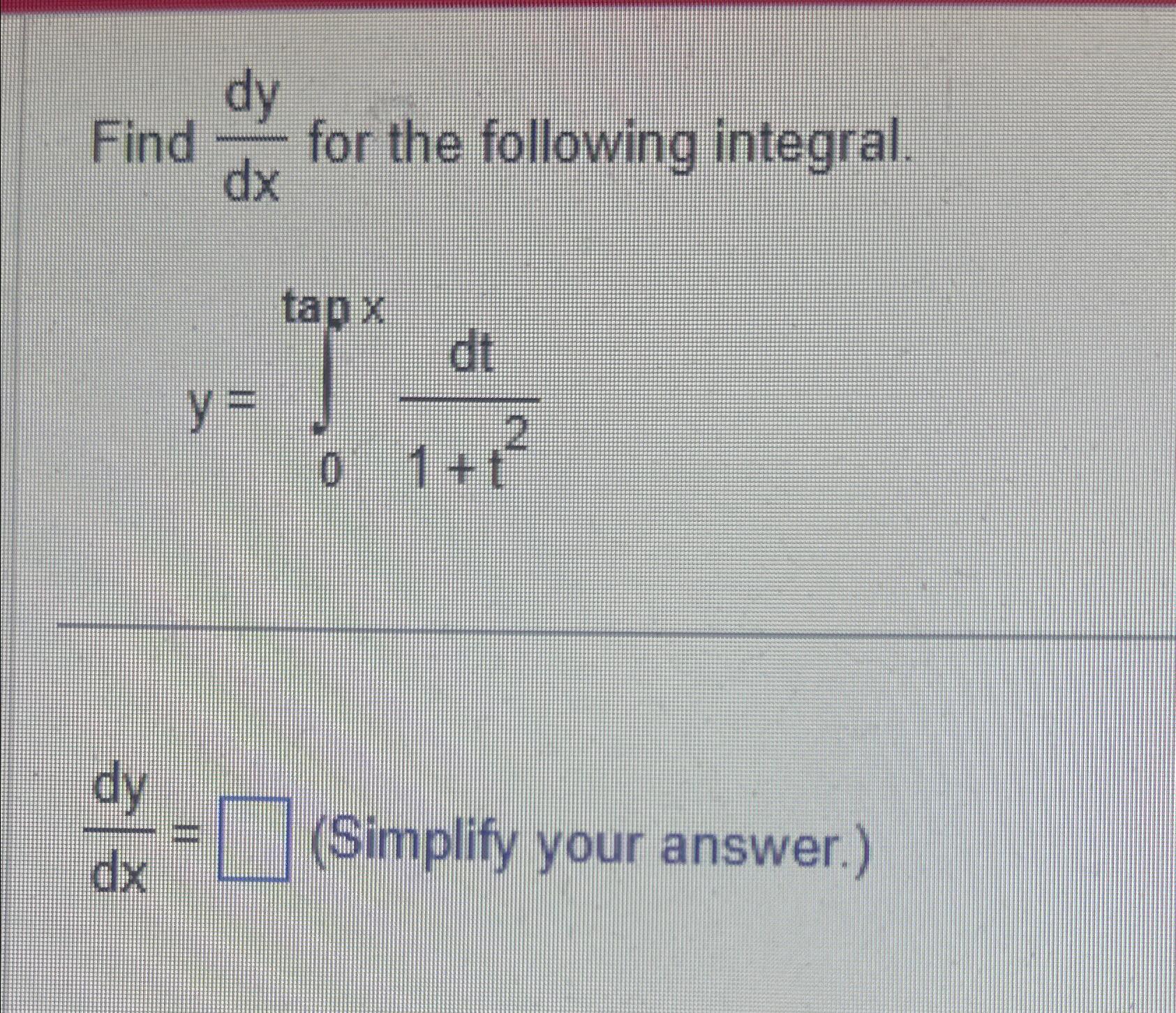 Solved Find dydx ﻿for the following | Chegg.com