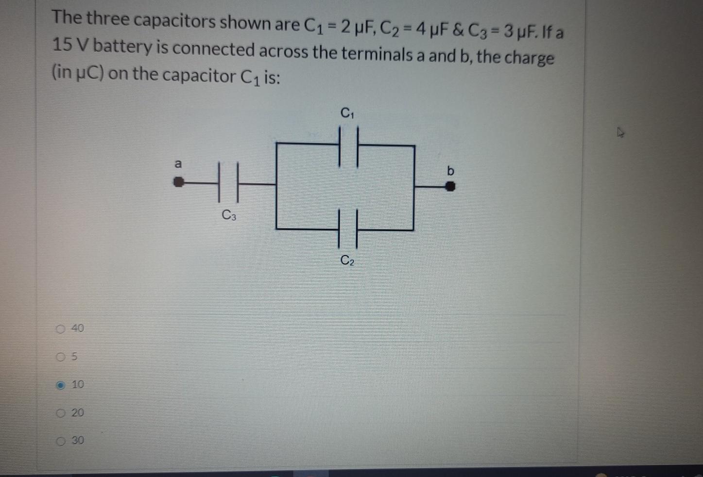 Solved The three capacitors shown are C1 = 2 pF, C2 = 4 MF & | Chegg.com