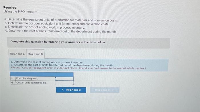 Solved Required: Using the FiFO method: a Determine the | Chegg.com
