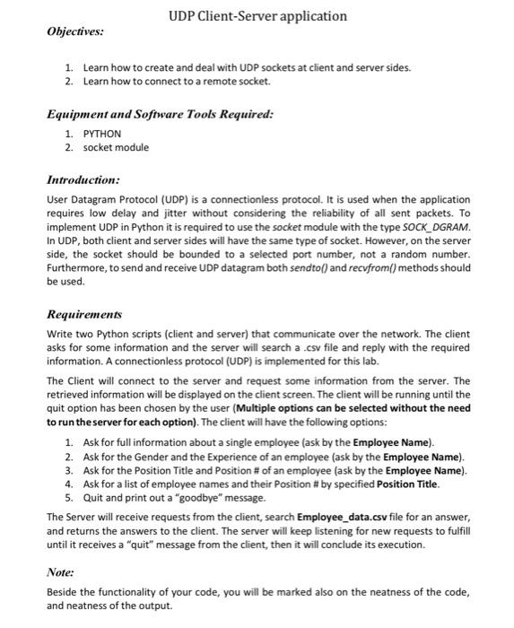 Solved Udp Client Server Application Objectives 1 Learn