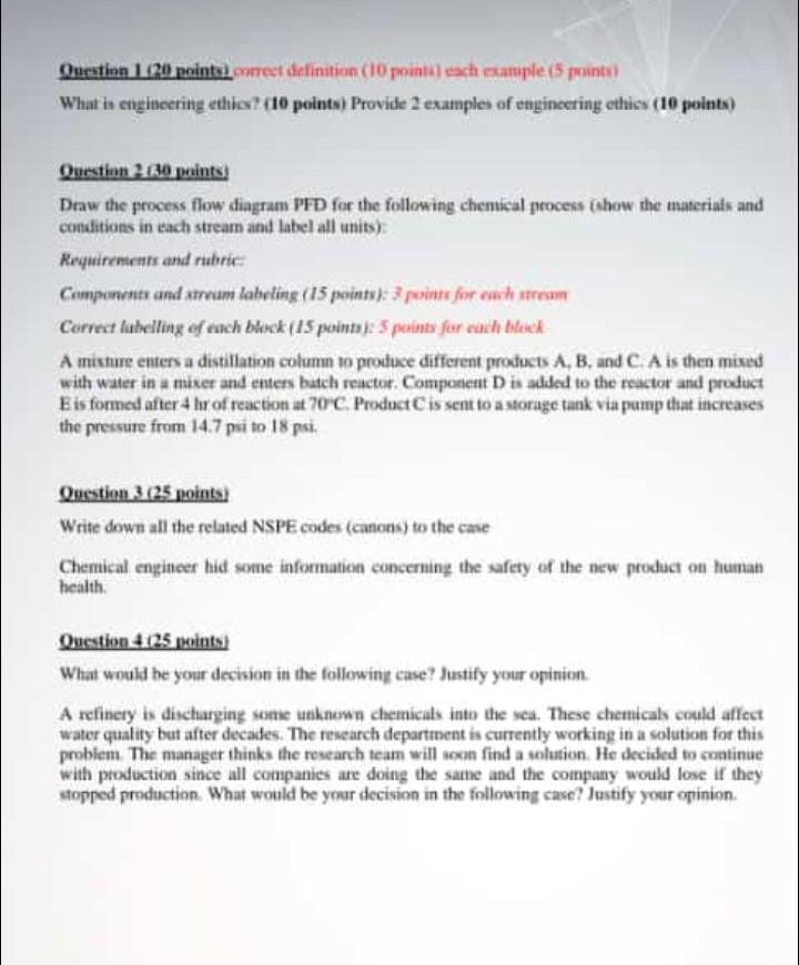 Solved What is engincering ethics? (10 points) Provide 2 | Chegg.com