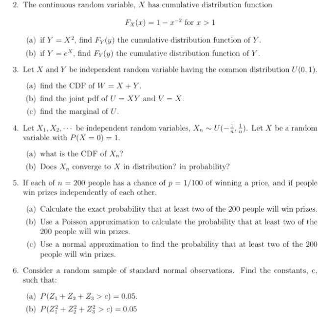 Solved 2. The continuous random variable, X has cumulative | Chegg.com