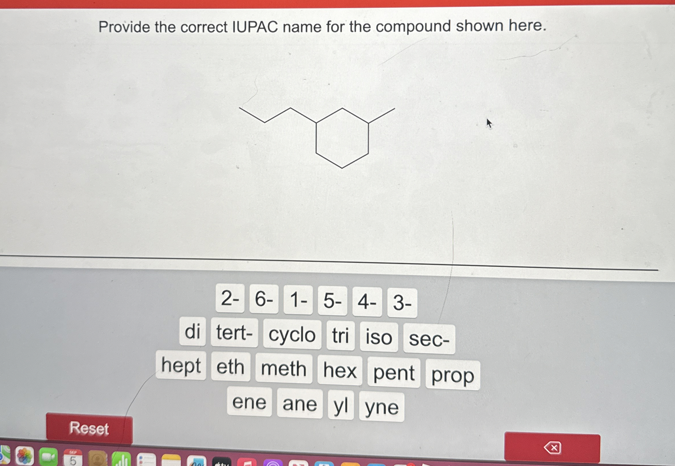 Provide the correct IUPAC name for the compound shown | Chegg.com