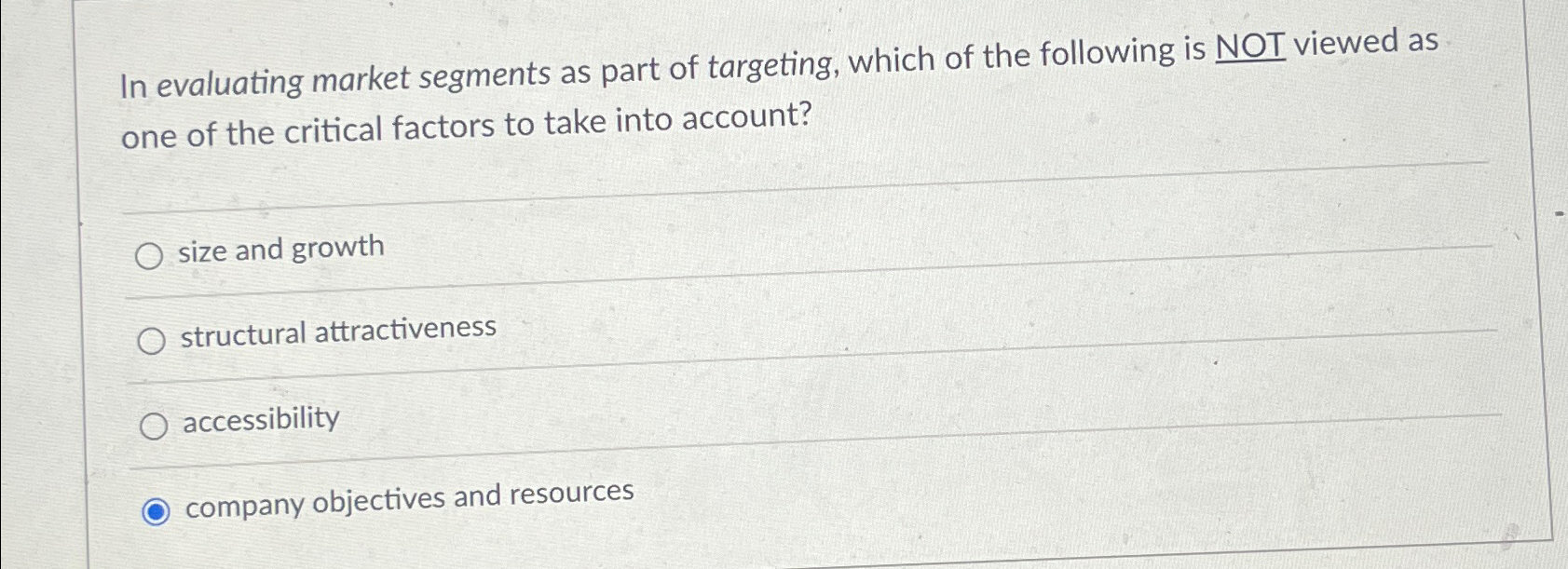 Solved In evaluating market segments as part of targeting, | Chegg.com