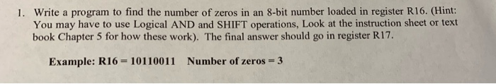 1. Write a program to find the number of zeros in an | Chegg.com