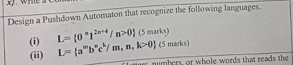 Solved Design a Pushdown Automaton that recognize the | Chegg.com