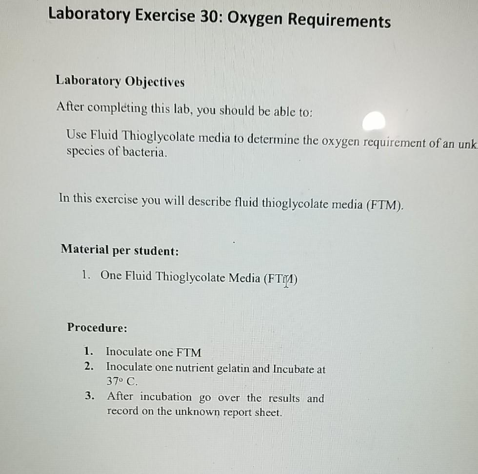 Solved The following biochemical test was performed: FTM The | Chegg.com