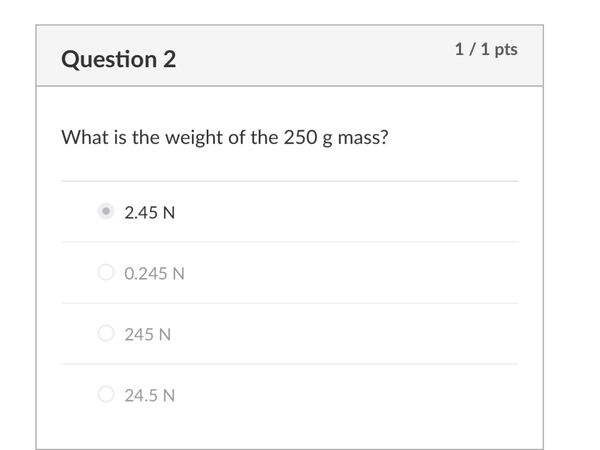 Solved Question 211 ﻿ptsWhat is the weight of the 250g | Chegg.com