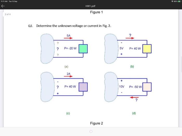Solved Figure 1 Q2. Determine the unknown voltage or current | Chegg.com